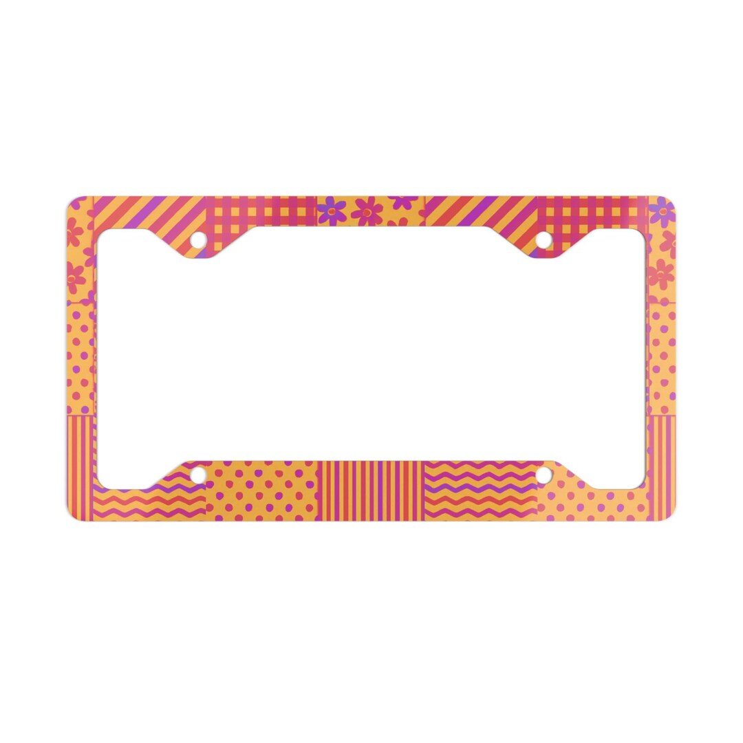Unique Patchwork Quilt Style Elegant Metal License Plate Frame, Girly ...