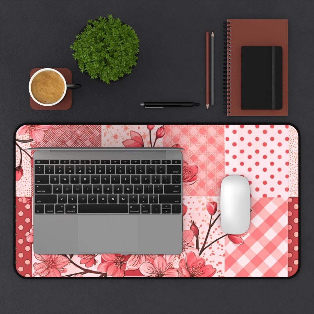 Elegant Patchwork Quilt Pattern Design Desk Mat, Unique and Vibrant ...