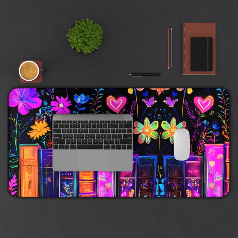 Elegant Desk Mat, Unique Desk Pad, Colorful Office Accessory, Floral ...