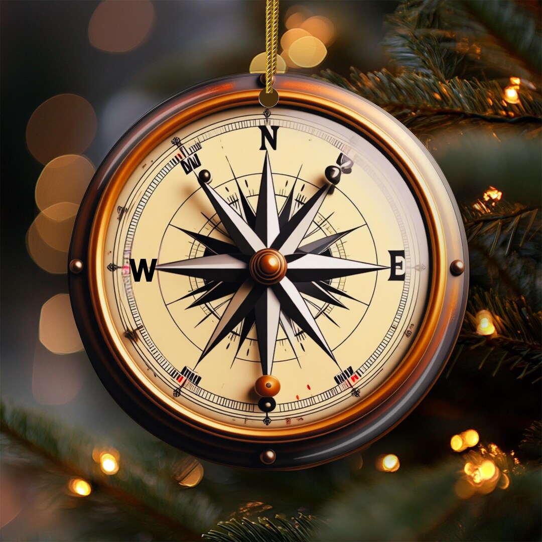 Faux Pilot Instrument Compass Inspired Ceramic Ornament, Nautical Gift ...