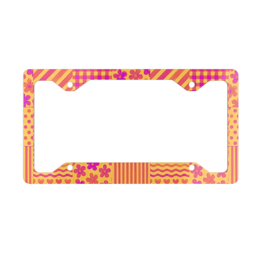 Patchwork Quilt Style Elegant Metal License Plate Frame, Unique Flower ...