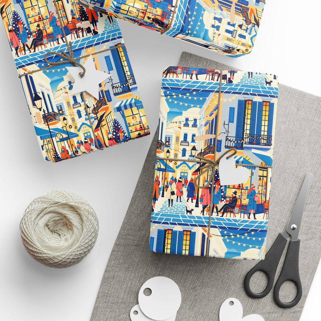 Festive Greece Paris at Christmas Inspired Design Wrapping Paper ...