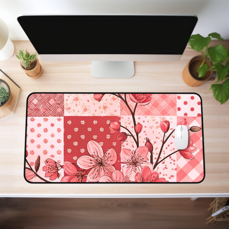 Elegant Patchwork Quilt Pattern Design Desk Mat, Unique and Vibrant ...