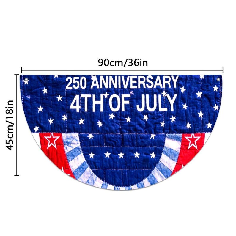 Half-round Bunting Banner Flag: Patriotic Faux Quilt Inspired Design ...