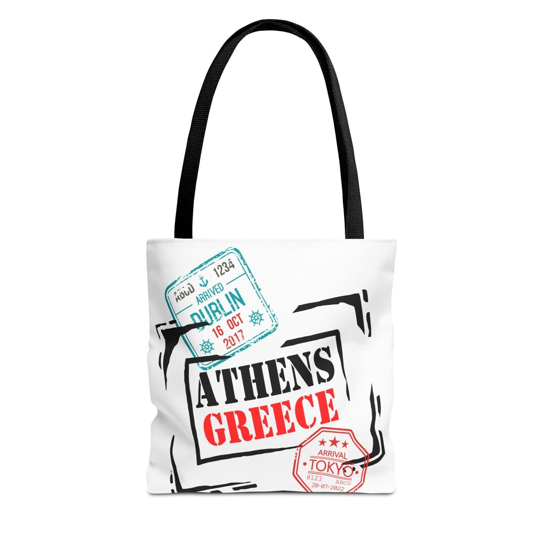 Athens Greece Passport Stamp Inspired Design, Travel Souvenir AOP Tote ...