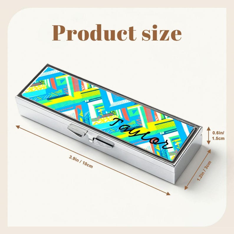 Personalized Geometric Pill Box Organizer, Chic Elegant 7 Day Vitamin ...