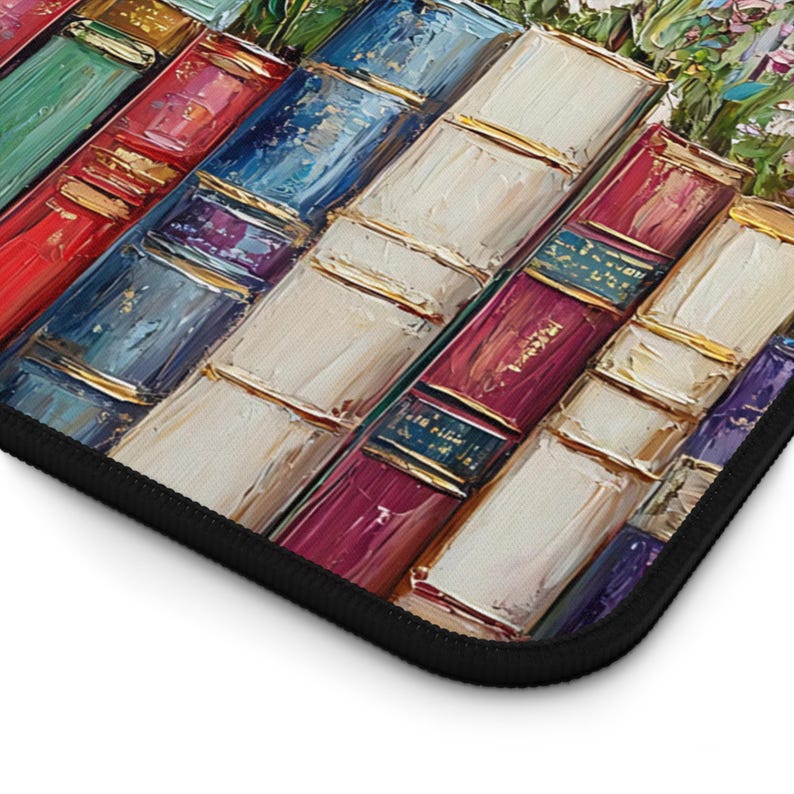 Colorful Floral Desk Mat, Elegant Book Theme Desk Pad, Unique Office ...