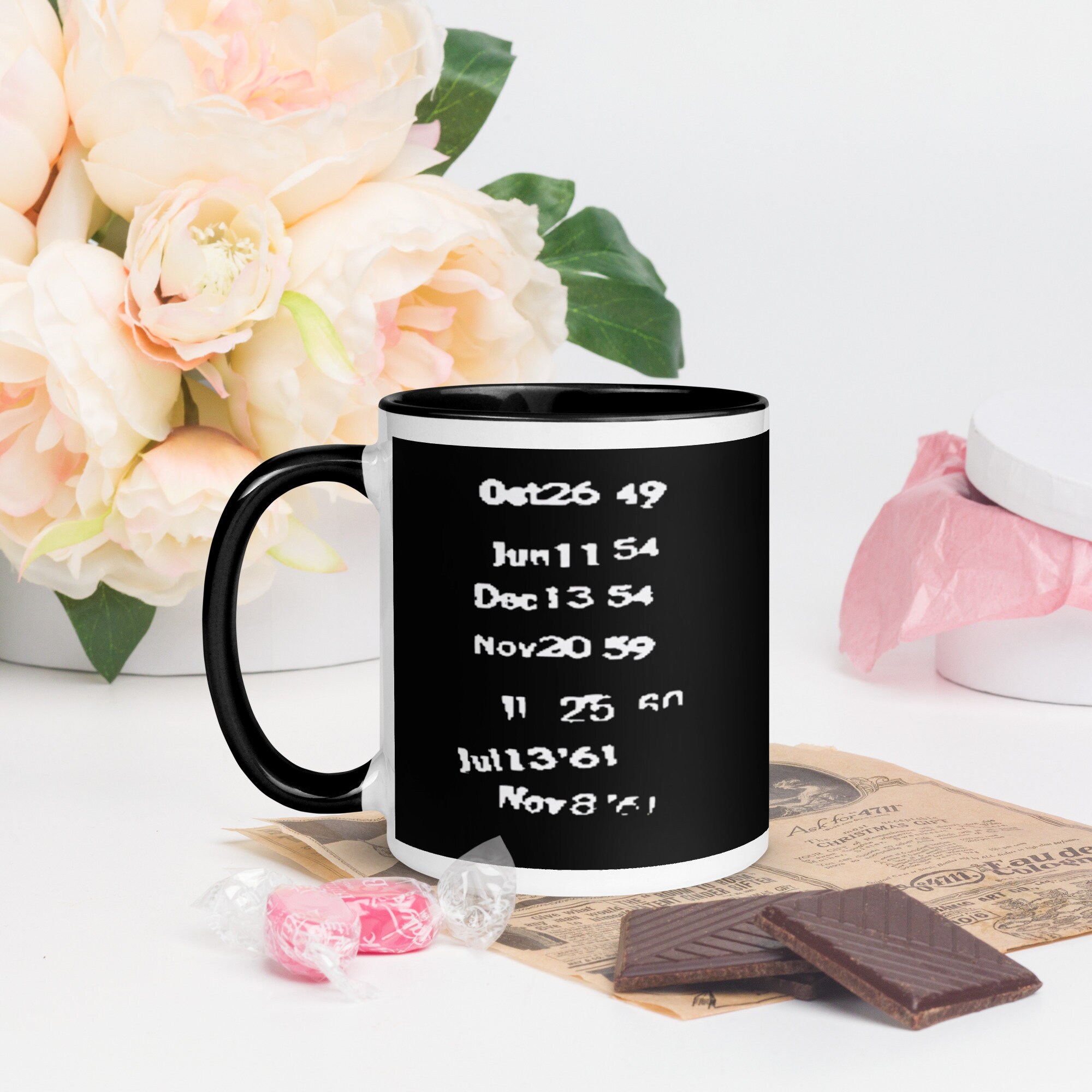 Library Due Date Stamp Black Literacy Librarian Mug With Color Inside ...