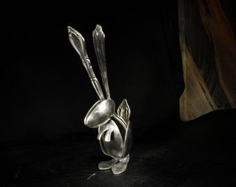 Silverware Metal Rabbit, Metal Art - Etsy