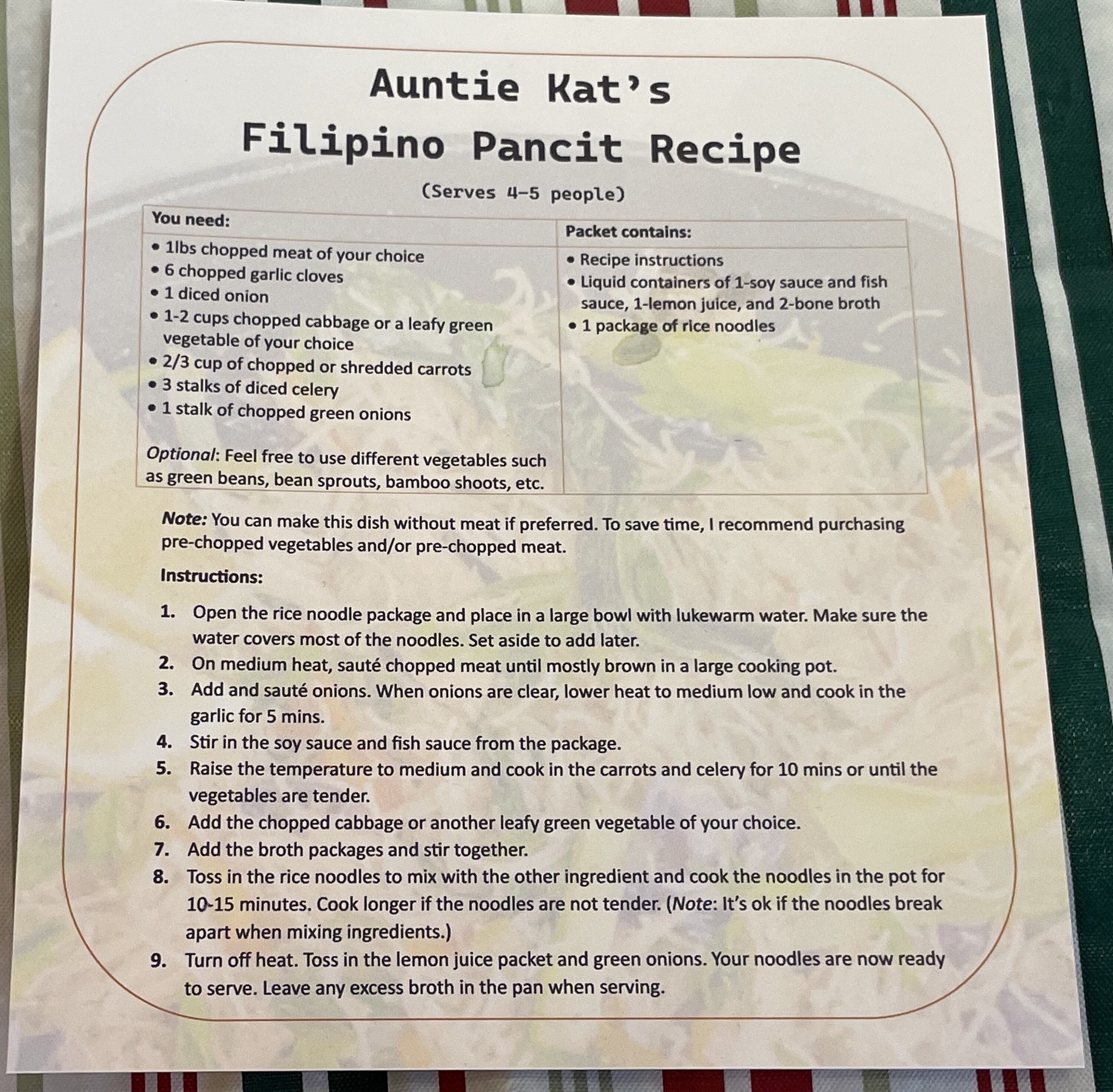 Auntie Kat's Filipino Pancit Seasoning Kit - Etsy