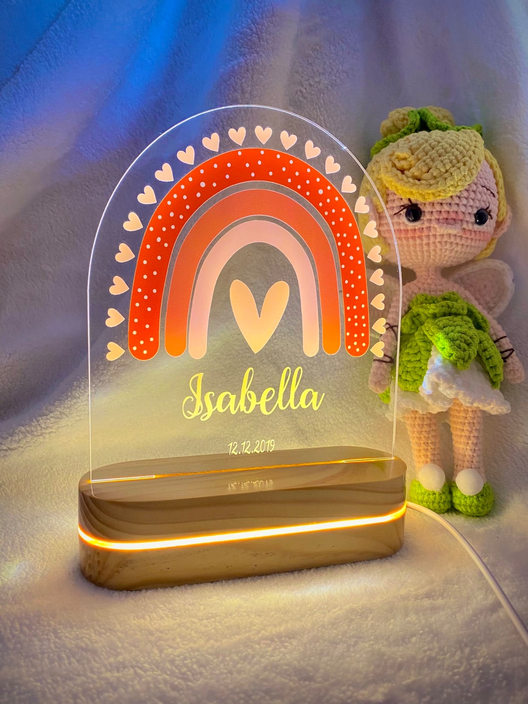 Custom Baby Rainbow Night Light, Personalized Rainbow Night Light, Baby ...