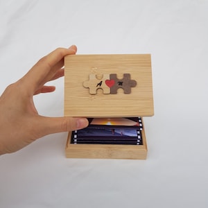 Personalized Puzzle Photo Album Box, Wooden Pull Out Film, Anniversary ...