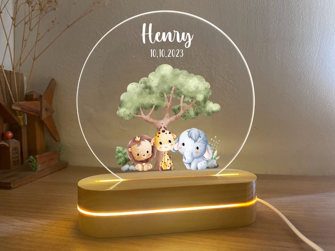 Jungle Animal Custom Night Light, Baby Custom Night Light, Personalized ...