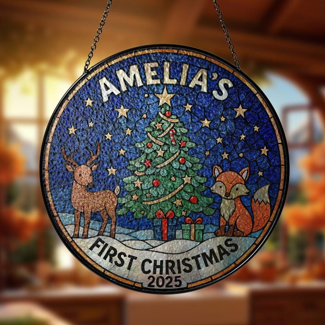Baby Stained Glass First Christmas Ornament 2025, Personalized First ...