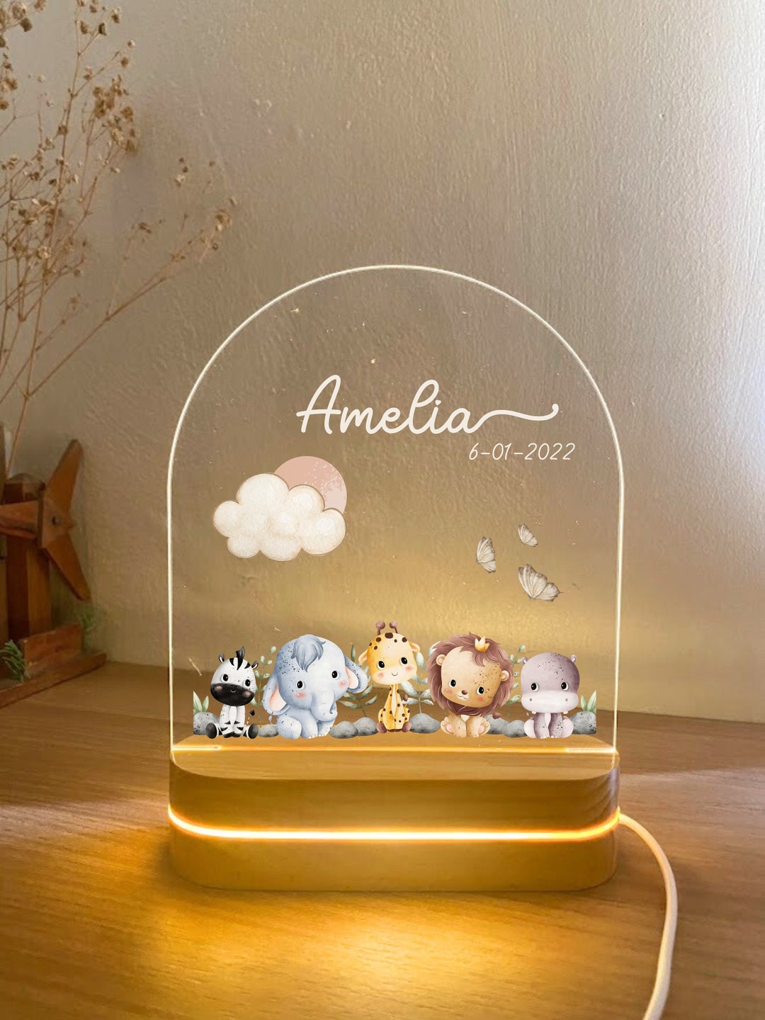 Jungle Animal Custom Night Light, Baby Custom Night Light, Nursery Room ...