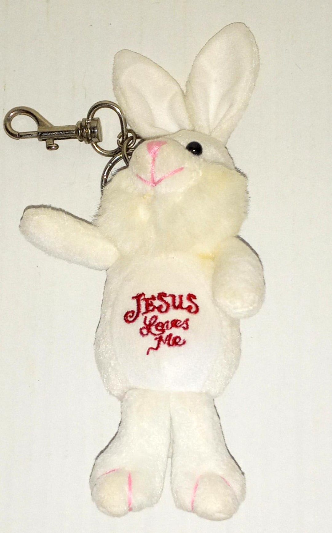 7" JESUS Love Me White Bunny Key Ring - Etsy