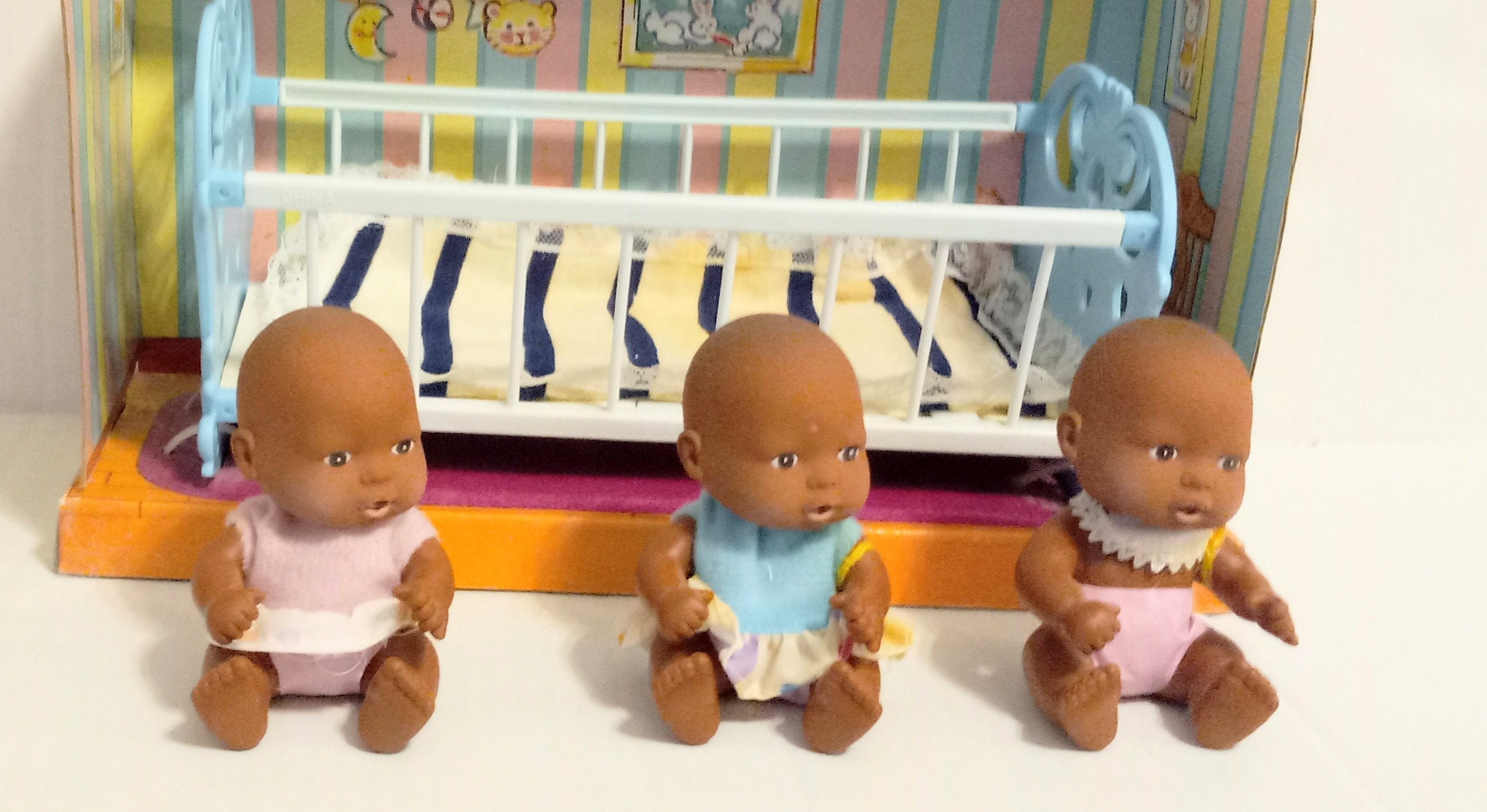 Three 3-inch Babies in a Crib - Etsy