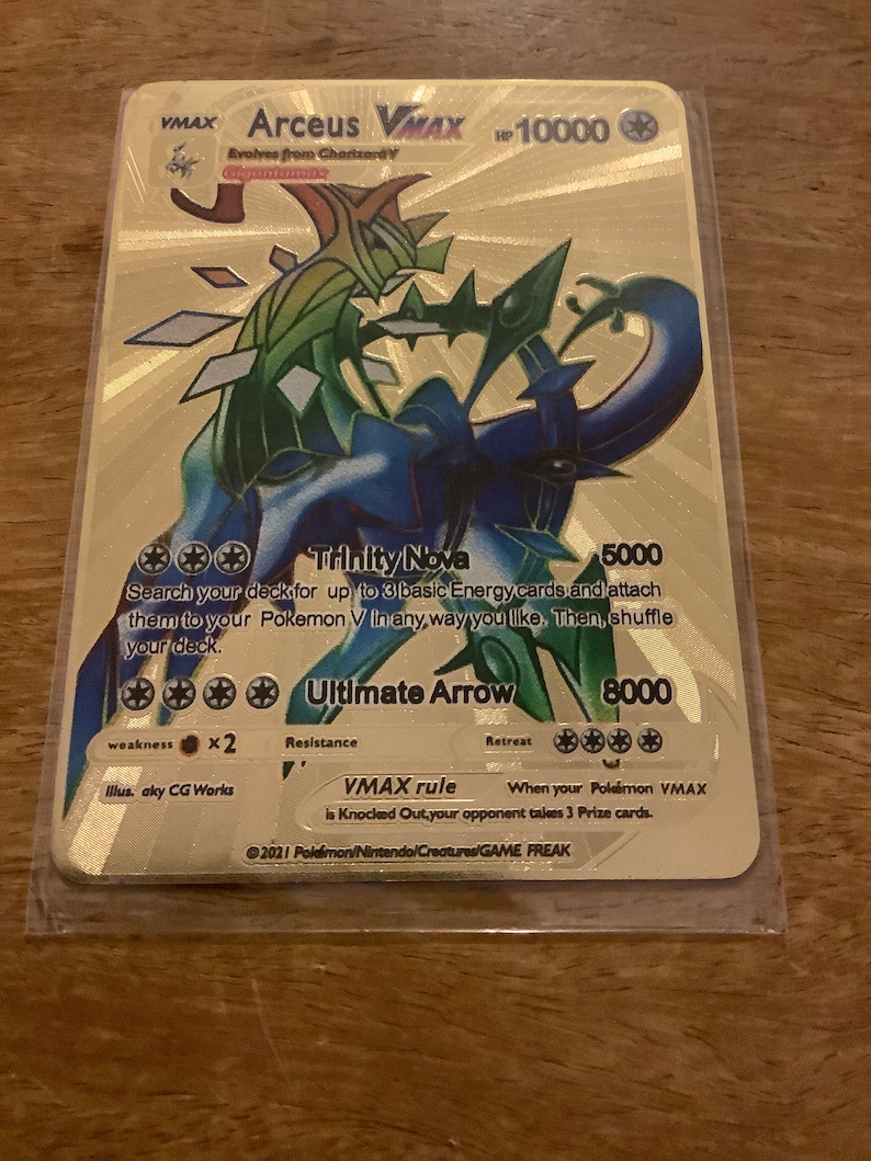 Pokemon Solid Metal Gold Card Arceus VMAX - Etsy