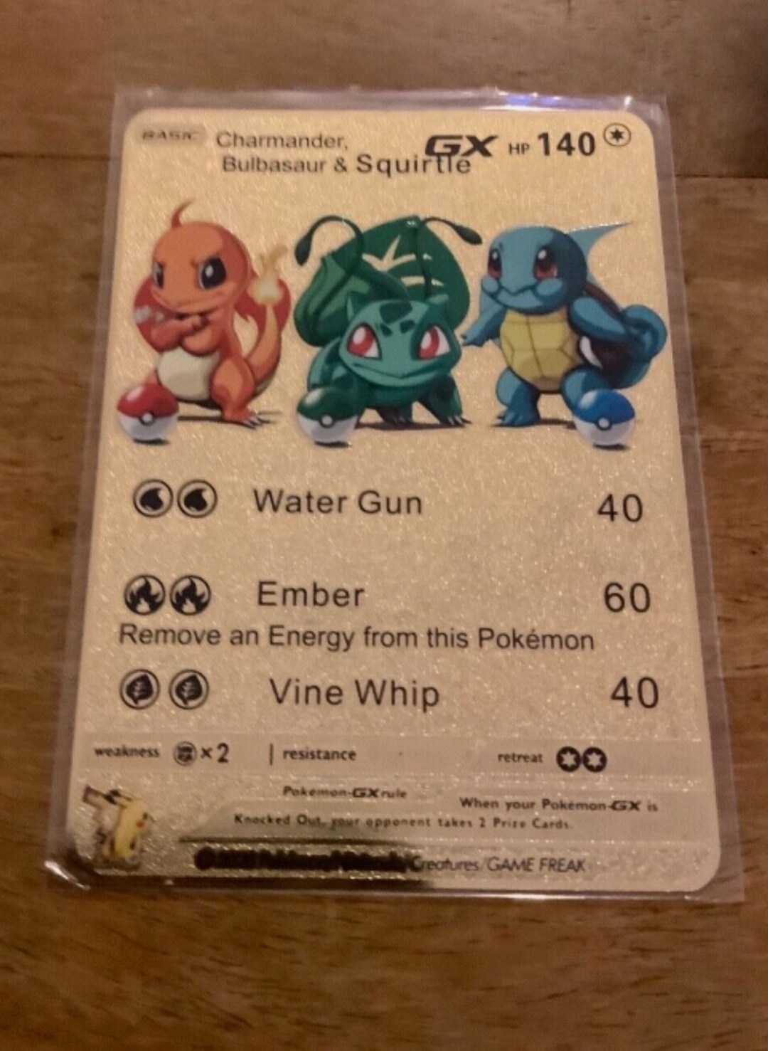 Pokemon Solid Metal Gold Card Charmander , Bulbasaur , Squirrel GX - Etsy