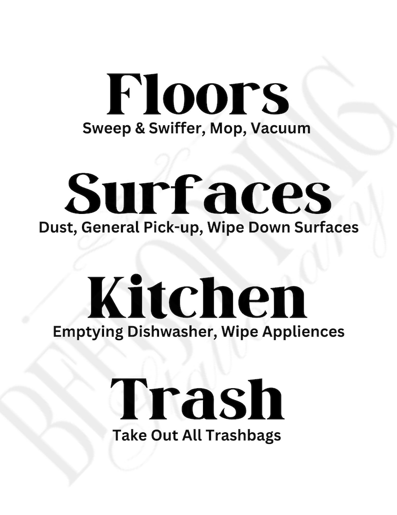 Roommate Chore Chart Template, Chore Chart, Chore Rotation Chart ...