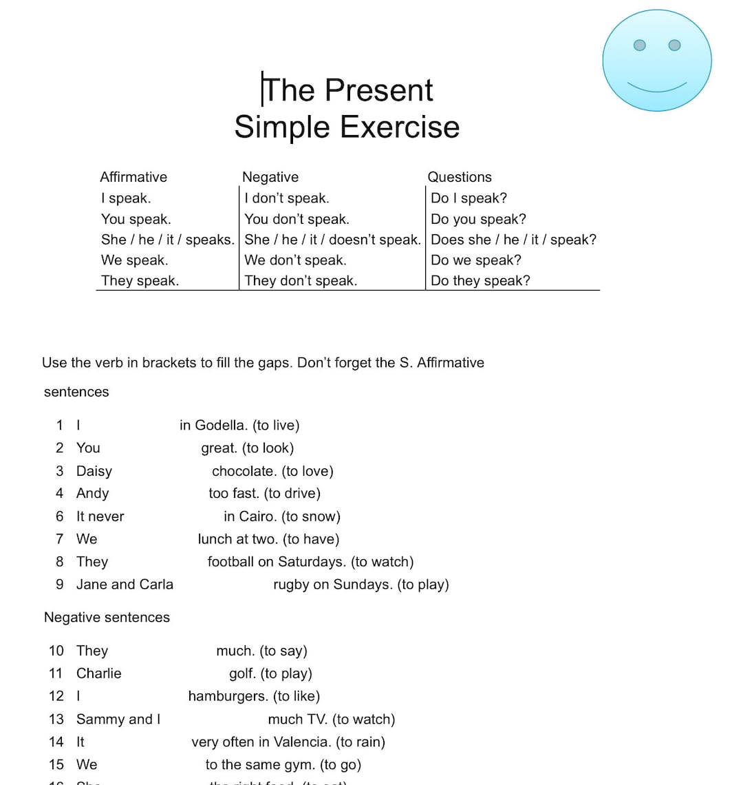 Worksheet Present Simple BUNDLE - Etsy