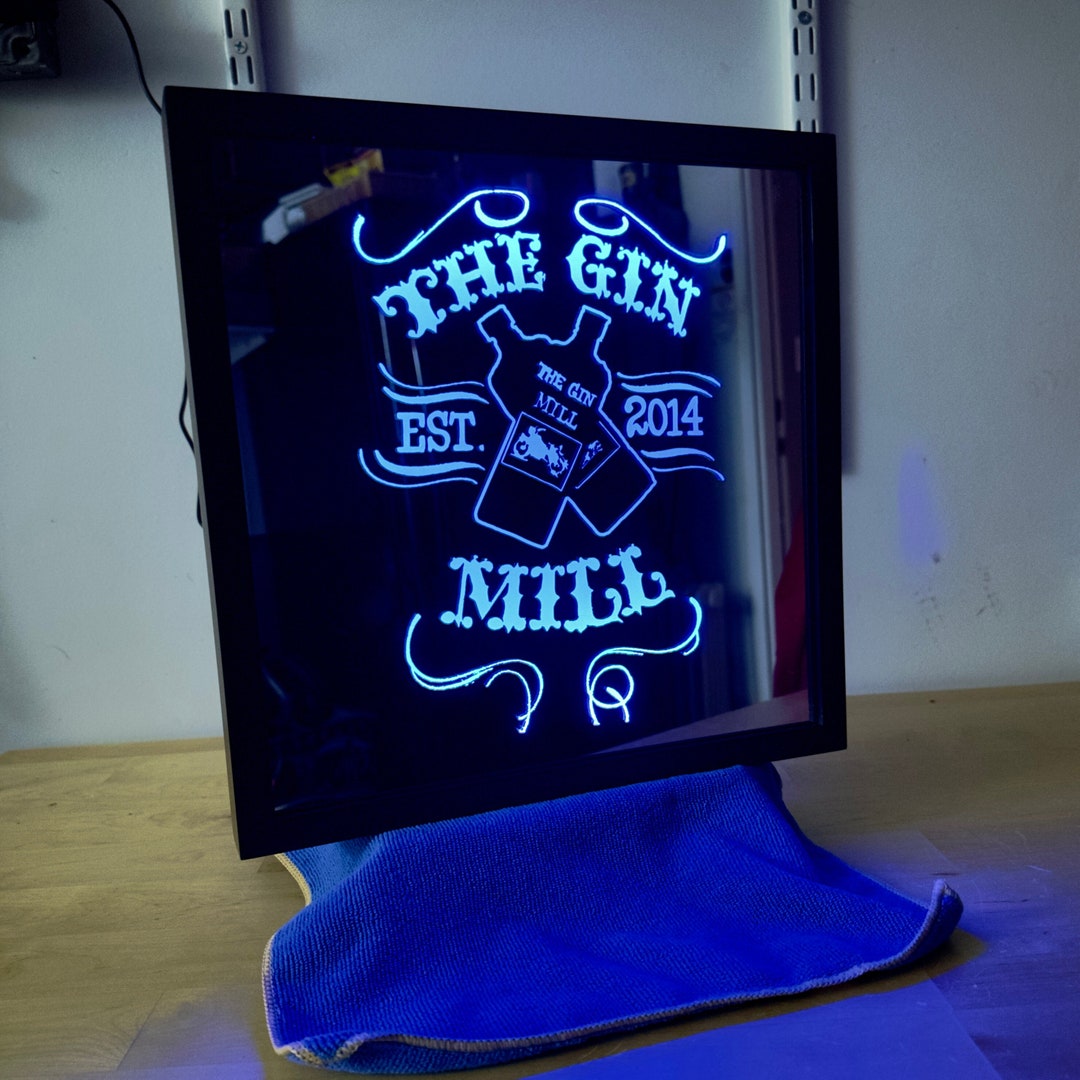 Custom Rgb Led Mirror Sign W/ Your Logo or Design 12"x12" SEE ...