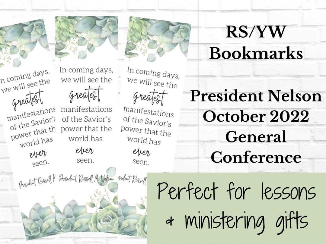Relief Society, Bookmark, Ministering, General Conference, Digital ...