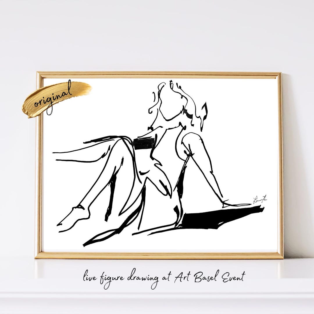 Original Live Figure Drawing – Line Art, Fashion, Art Basel Experience ...