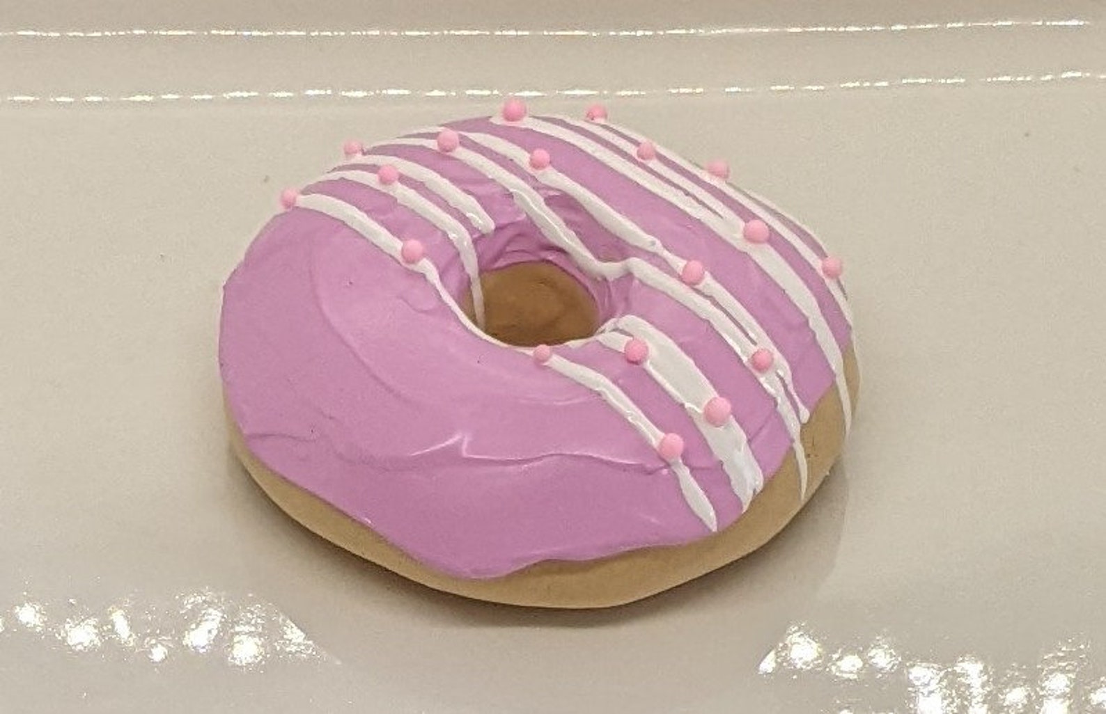 Fake Donut With Pink Icing & White Stripes and Sprinkles - Etsy