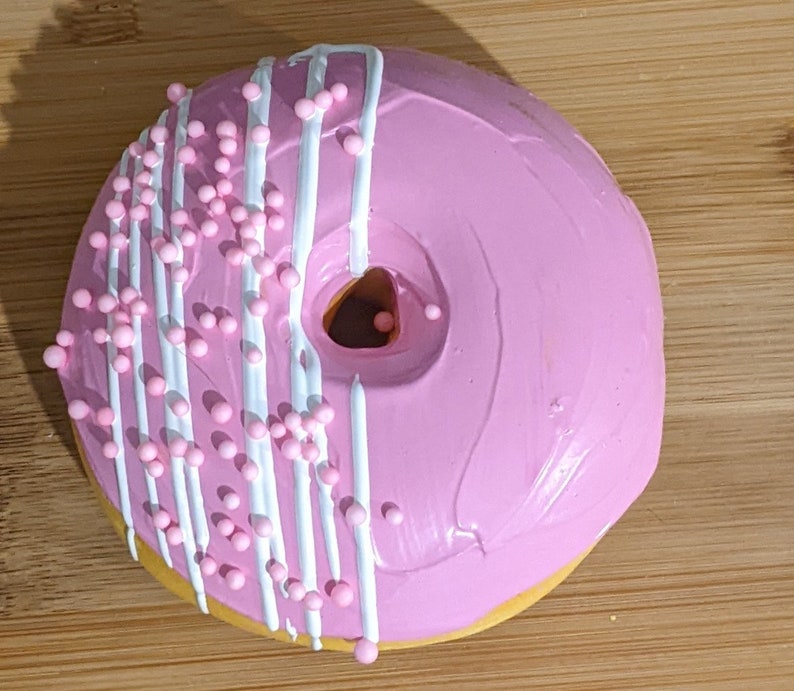 Fake Donut With Pink Icing & White Stripes and Sprinkles - Etsy