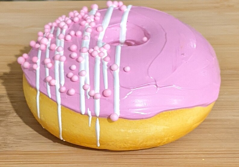 Fake Donut With Pink Icing & White Stripes and Sprinkles - Etsy