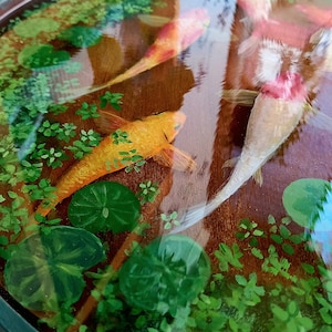 Epoxy Resin 3D Koi Fish Coffee Table, Resin Coffee Table, Handmade 3D ...