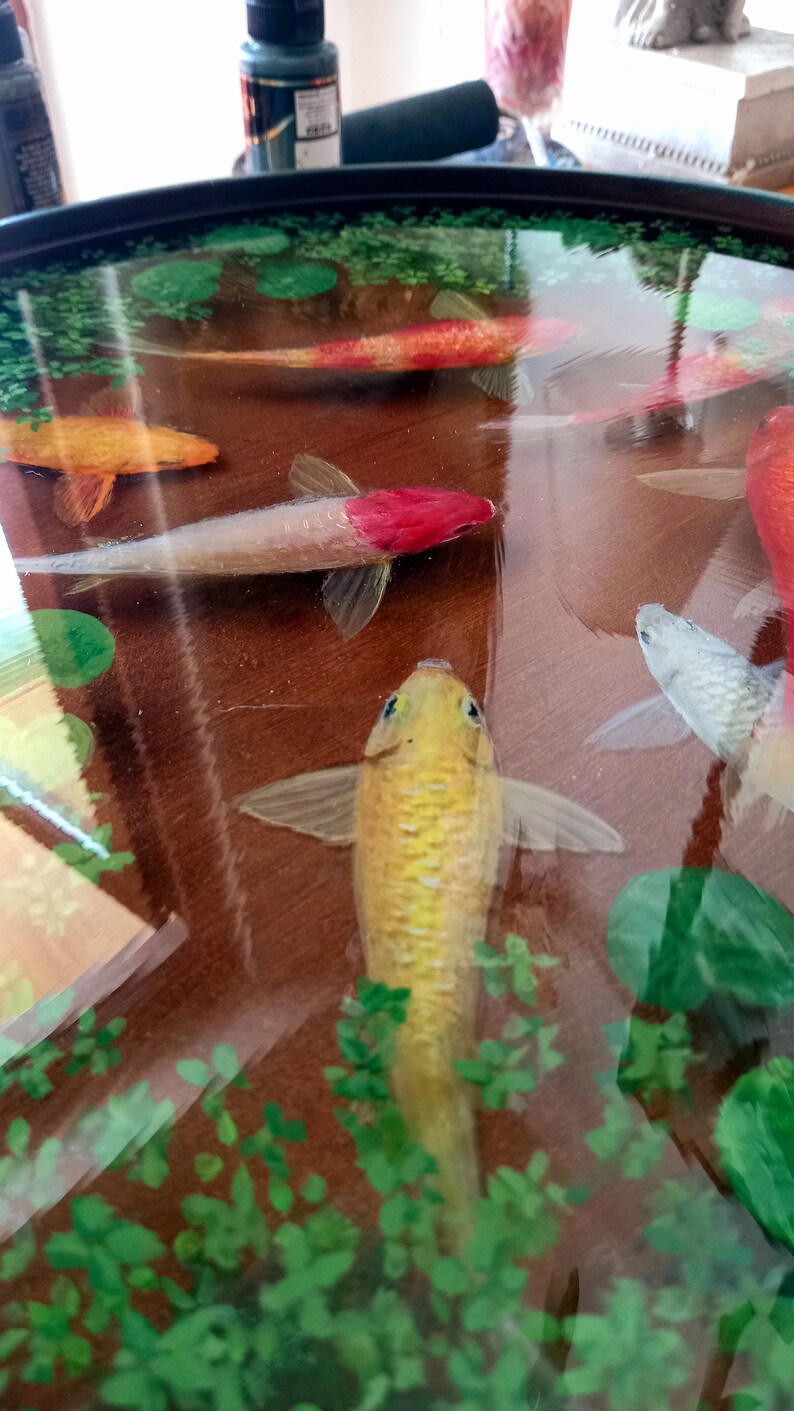 Epoxy Resin 3D Koi Fish Coffee Table, Resin Coffee Table, Handmade 3D ...