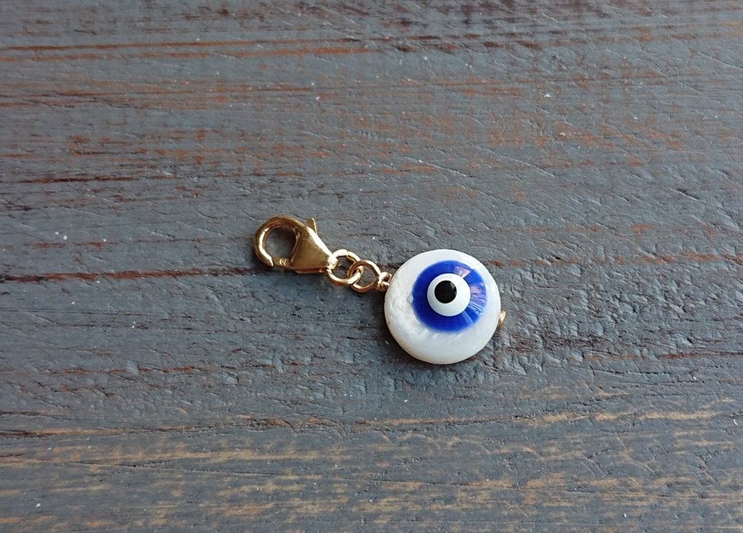 Evil Eye Shell 14K Gold Filled Charm: Protective Blue Eye Clip - Etsy