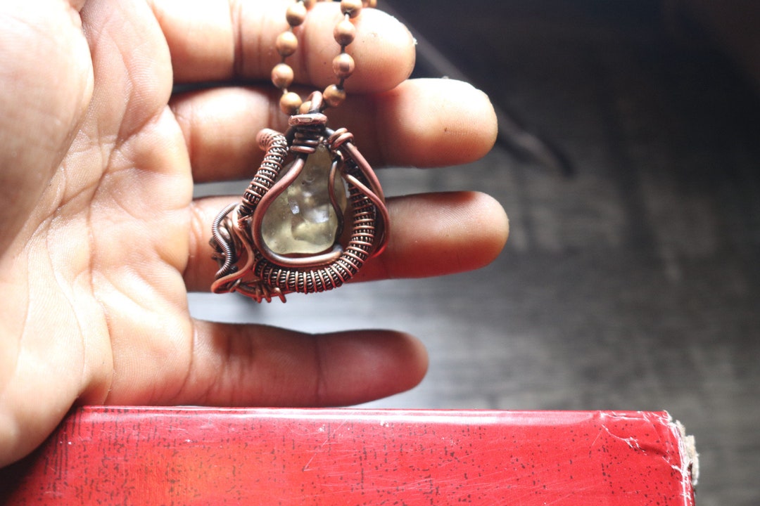 Libyan Desert Glass Copper Pendant . - Etsy