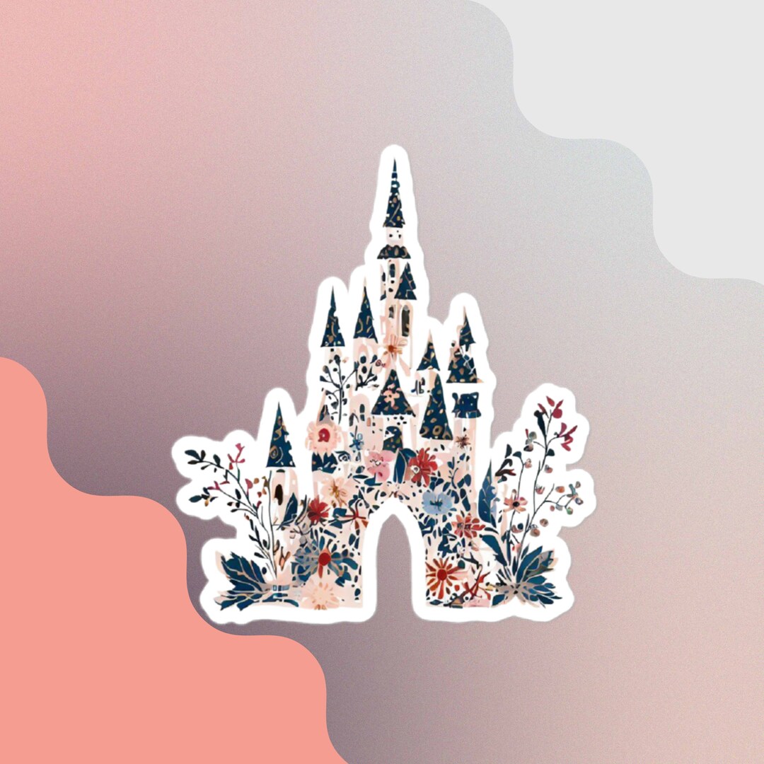 Disney Cinderella Castle - Floral Vinyl Sticker - Etsy