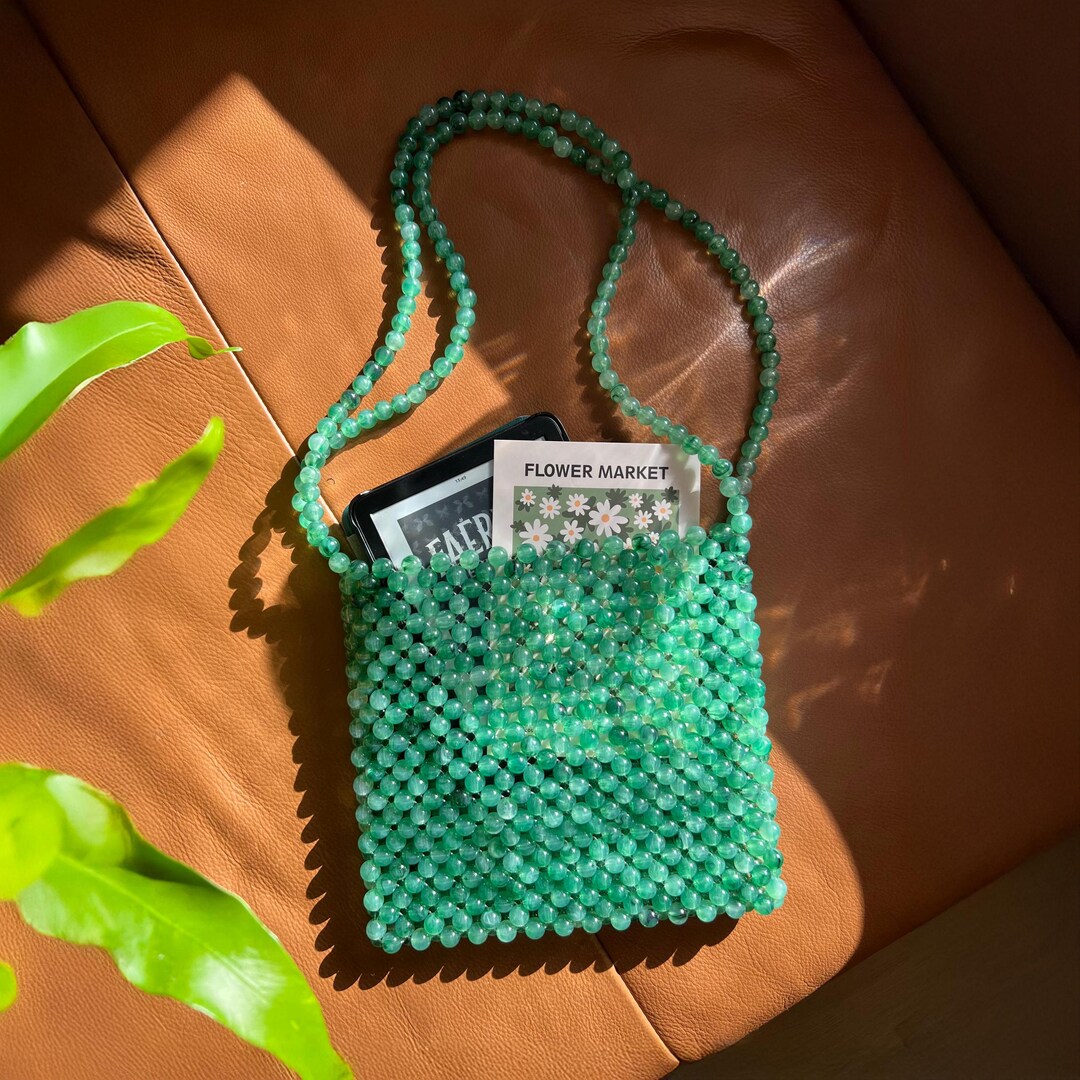 Square jade Beaded Handbag - Etsy