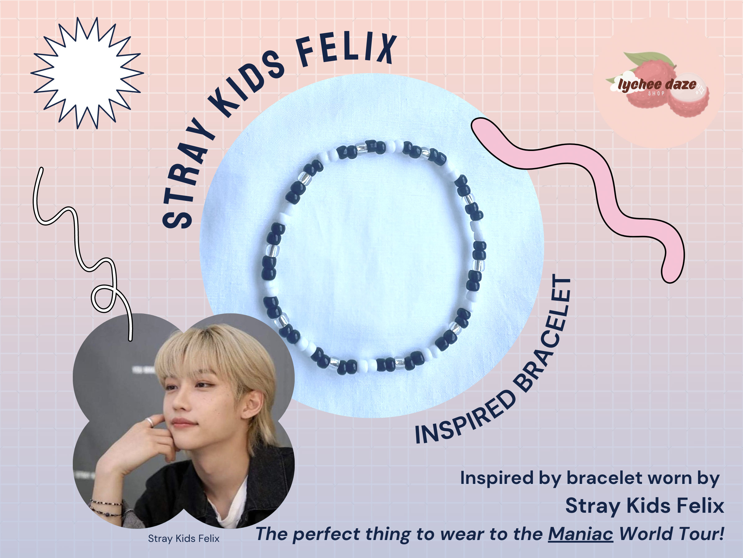 Stray Kids Felix Inspired Bead Bracelet - Etsy