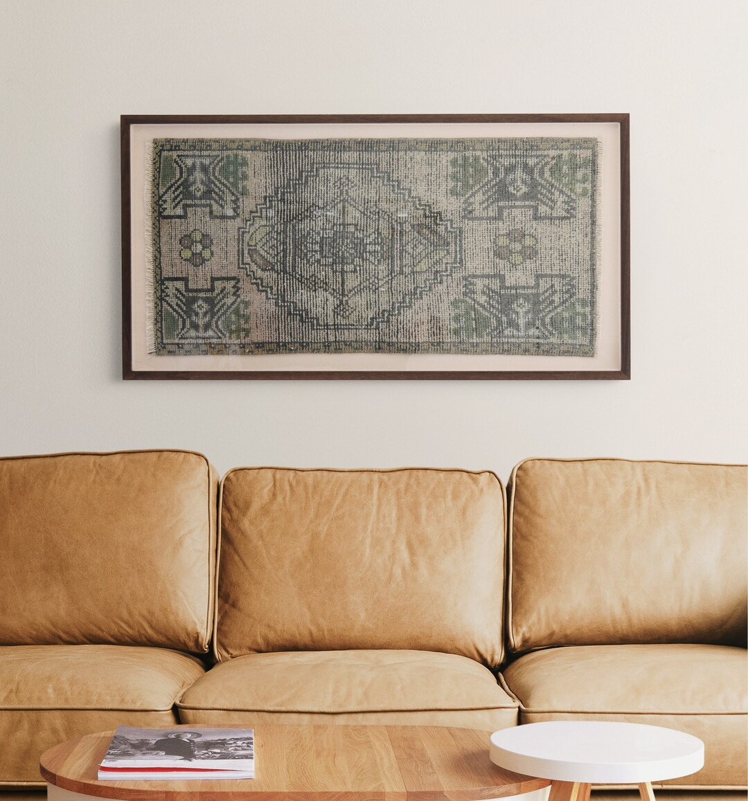 21 X 41 Vintage Wool Persian Kilim Medallion Rug Framed One-of-a-kind ...