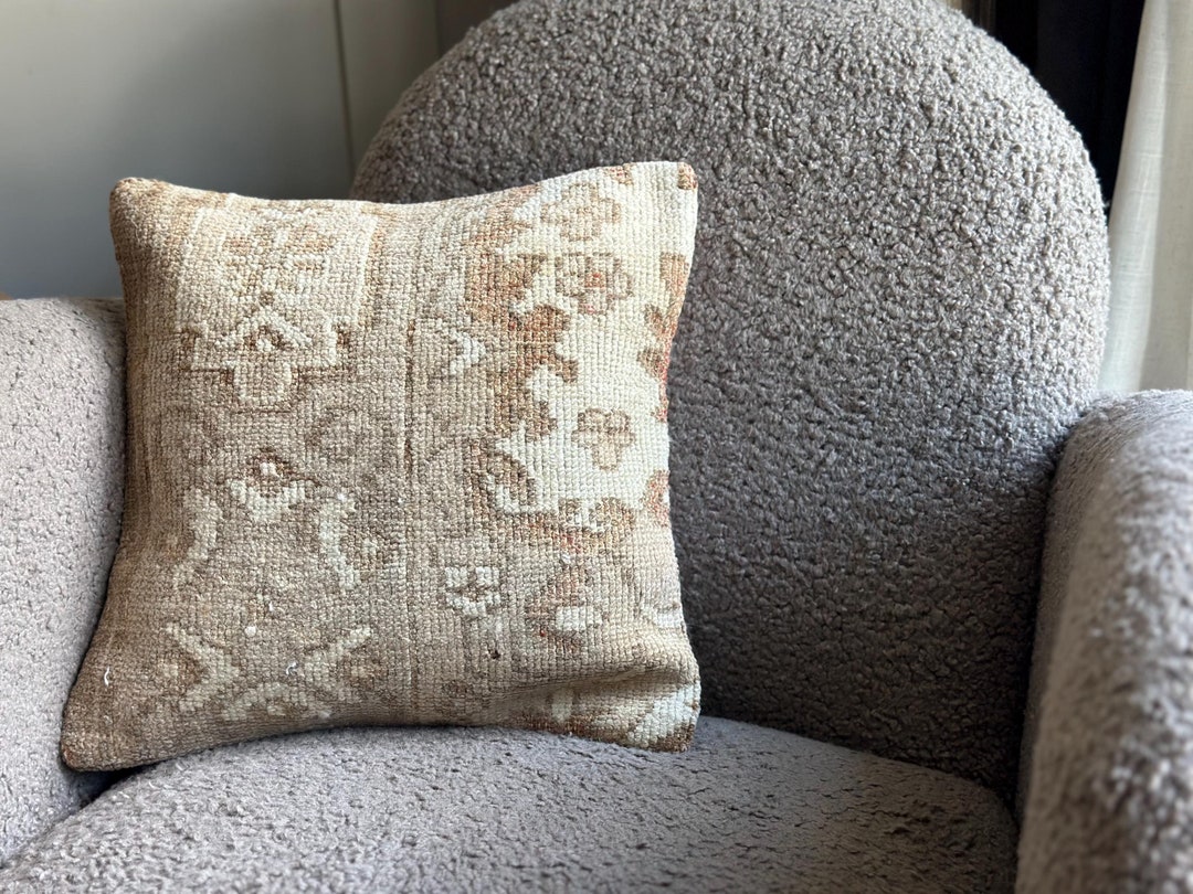 Tan and Cream Medallion Wool Rug Pillow Cover - Etsy