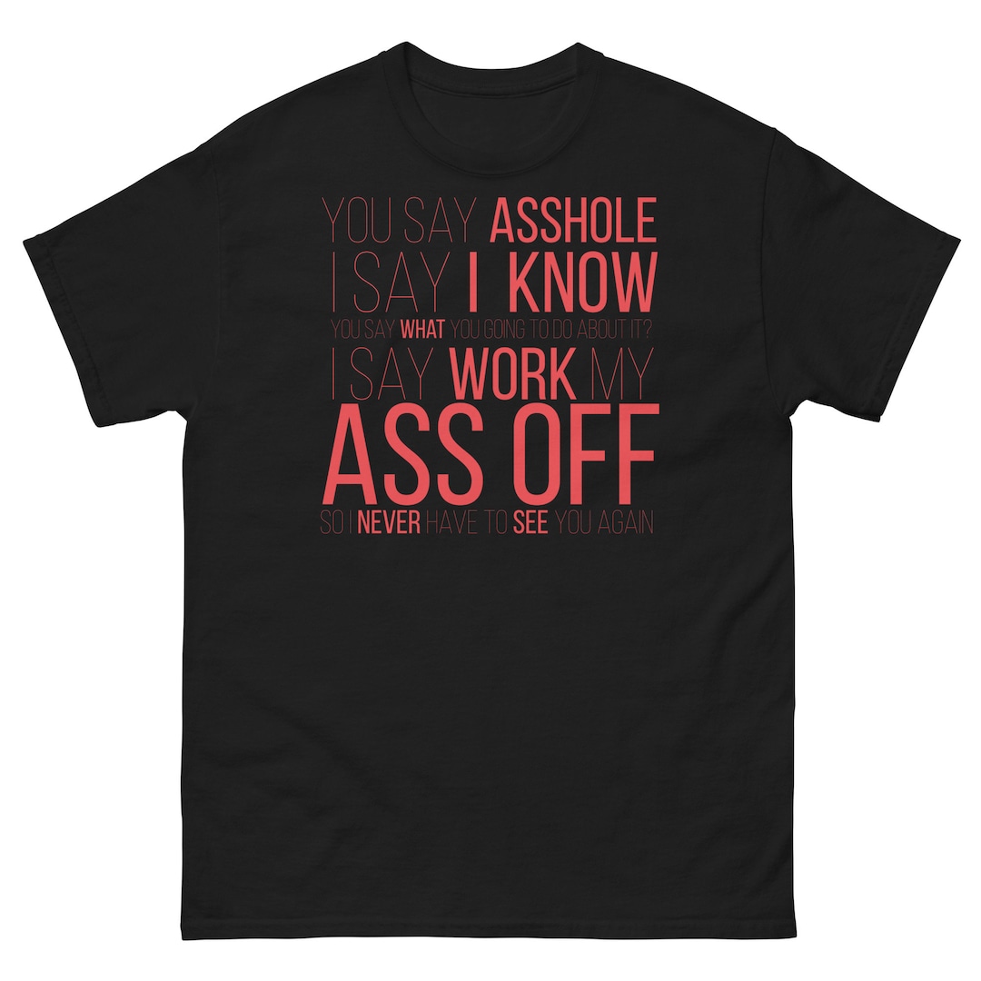 Work My Ass off - Red Text - Etsy
