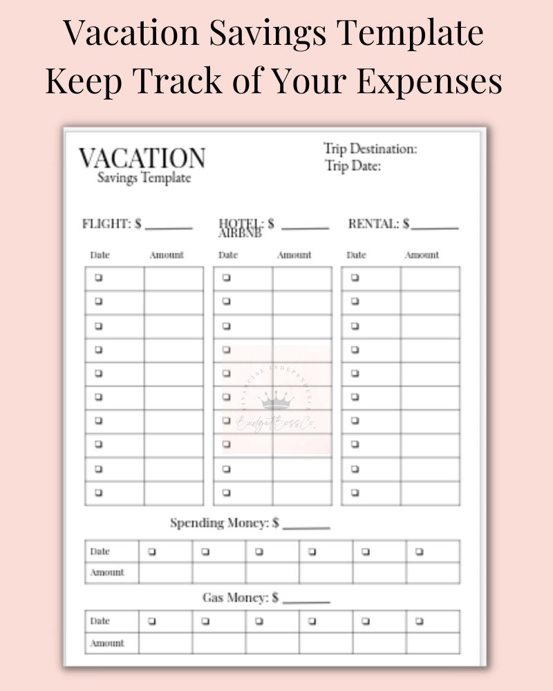 VACATION PLANNER, Savings Template, Trip, Budgeting Template, Girls ...