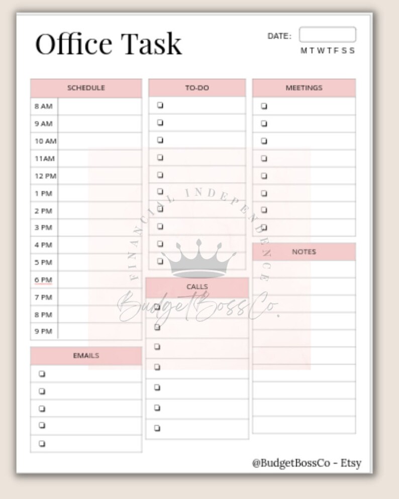 Office Task Tracker, Printable, Office Organizer, Work Planner, Work To ...