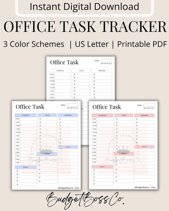 Office Task Tracker Printable Office Organizer Work | Etsy
