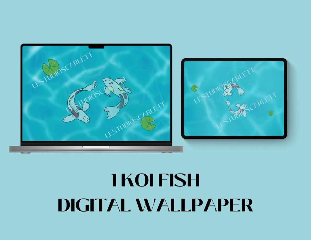 Koi Fish Digital Wallpaper // Tablet + Mac // Aesthetic Digital ...