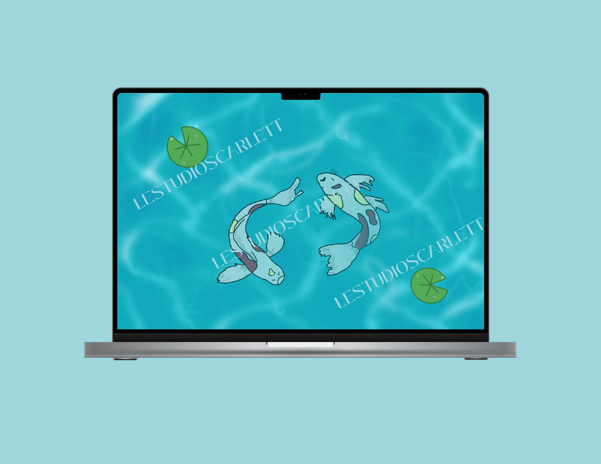 Koi Fish Digital Wallpaper // Tablet + Mac // Aesthetic Digital ...