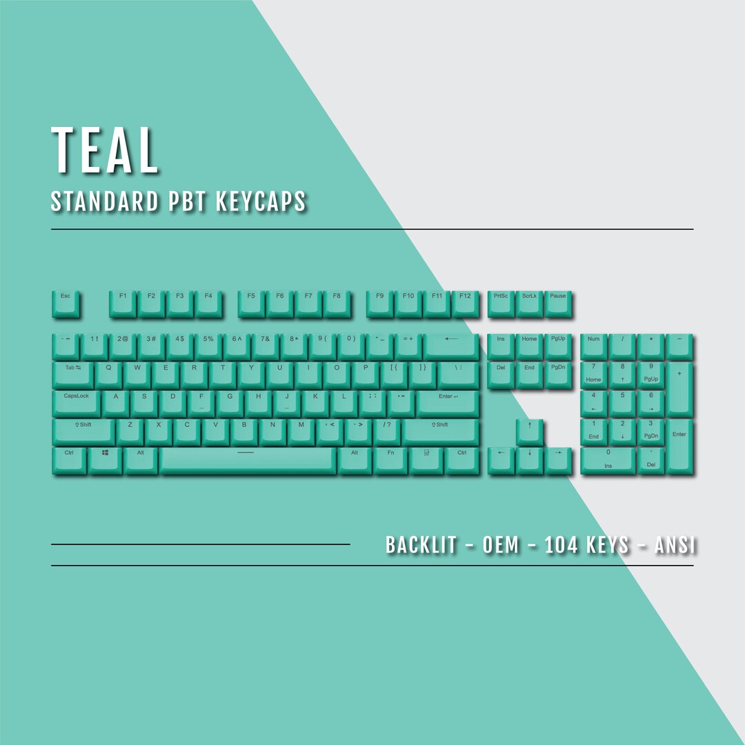 Teal USA Keycaps - Double Shot PBT - Backlit Legends - Ansi & Iso ...