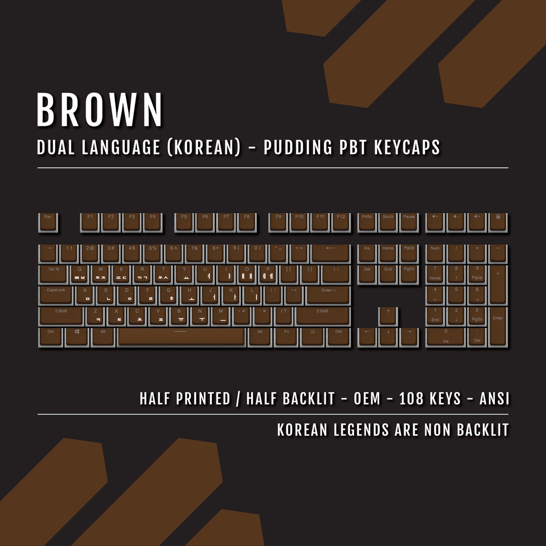 Brown Korean Hangul Keycaps – Pudding Double Shot PBT, 108 Keys - Etsy