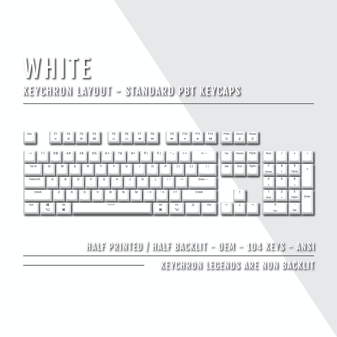 US White Keychron Keycaps - Dual Language Keycaps - Double Shot PBT ...
