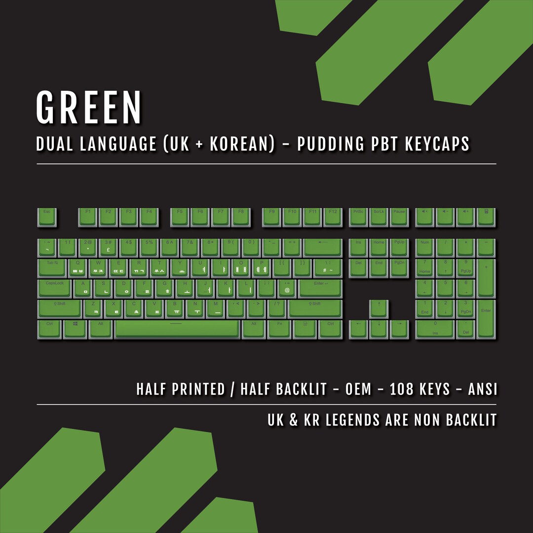 Green Pudding Keycaps: UK Korean Hangul, Double Shot PBT - Etsy